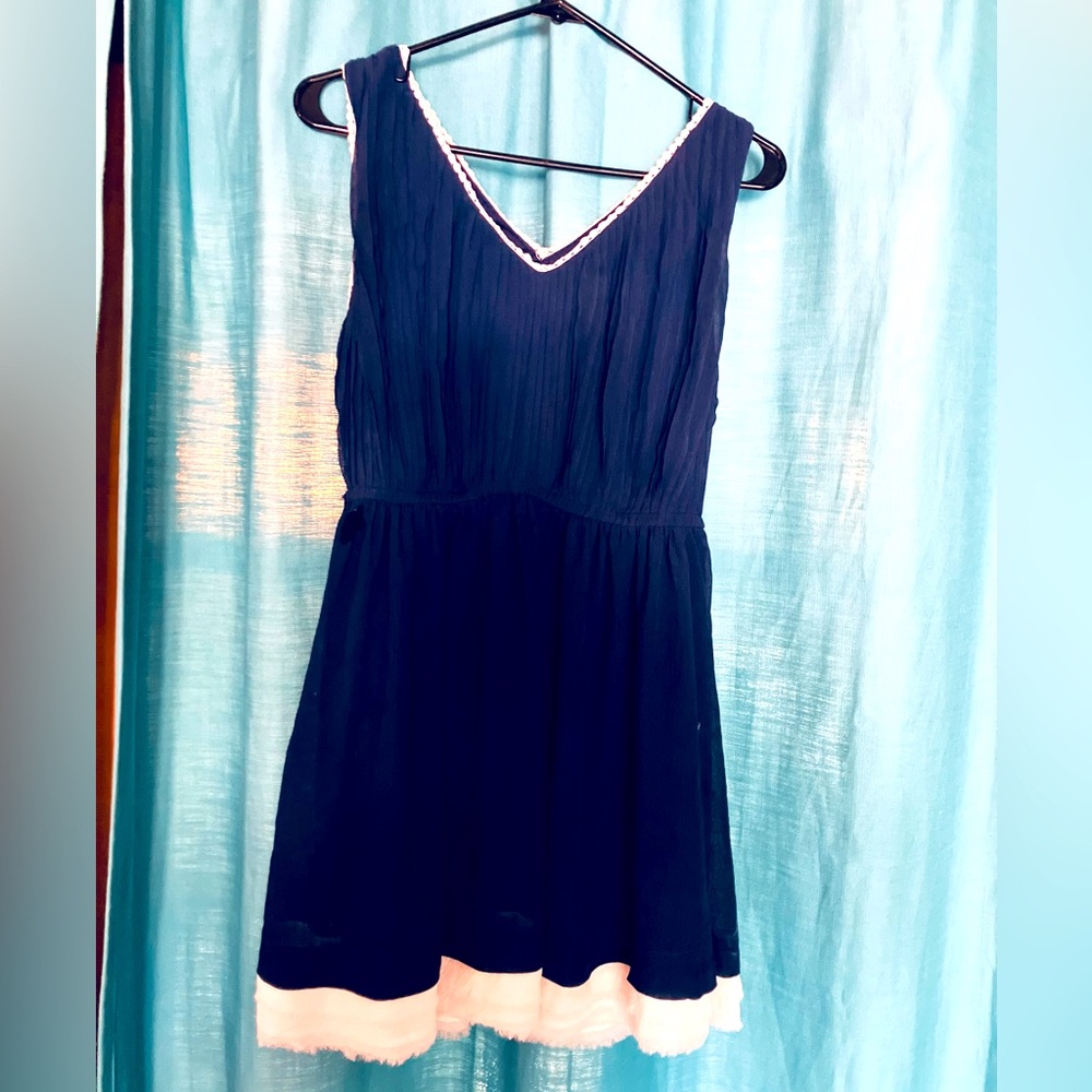 Western Sheer Navy Blue Dress M - Gem